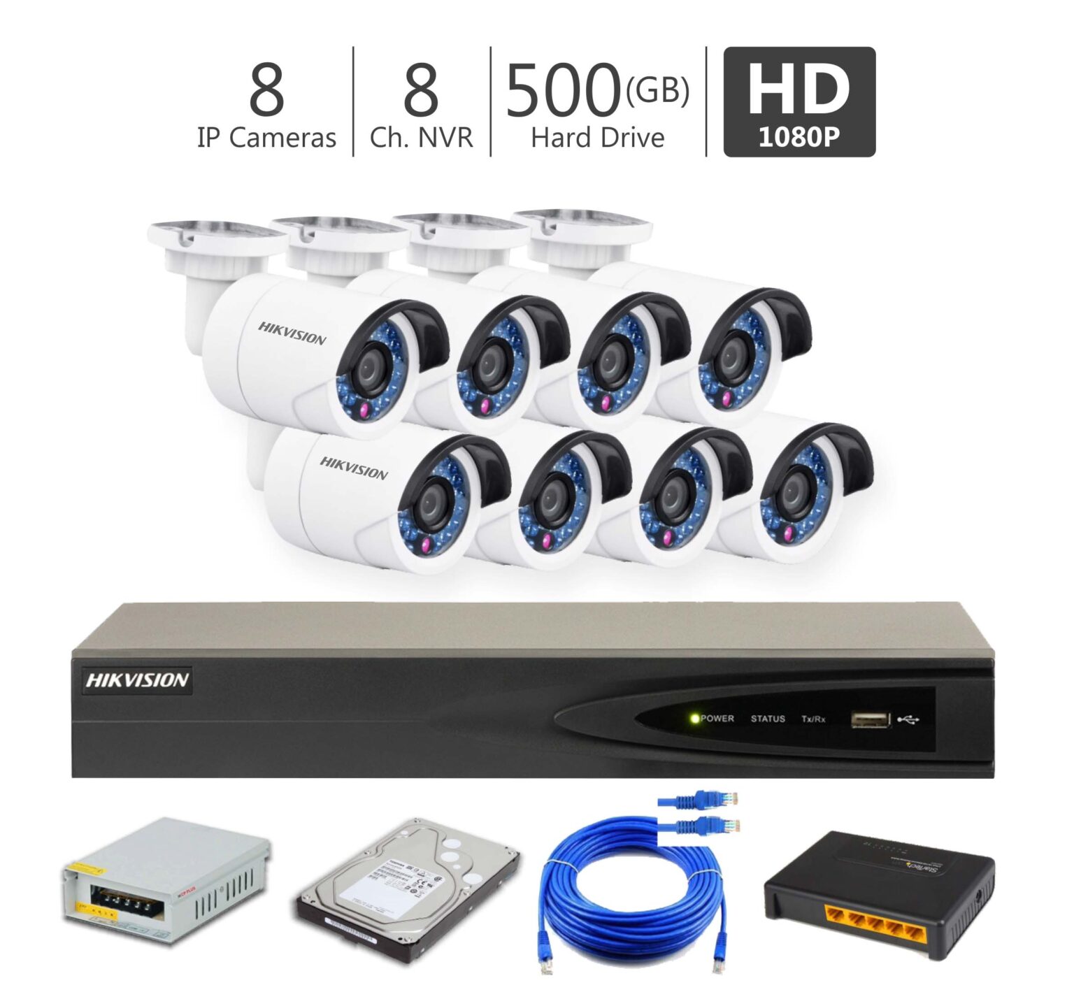 4 Full HD IP Camera Package - HIKVISION Store Pakistan